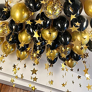 CANREVEL 120pcs Black and Gold Balloons Confetti Metallic Black Gold Latex Balloons Garland kit for Birthday Graduation Wedding Anniversaries Bachelorette Party Decorations