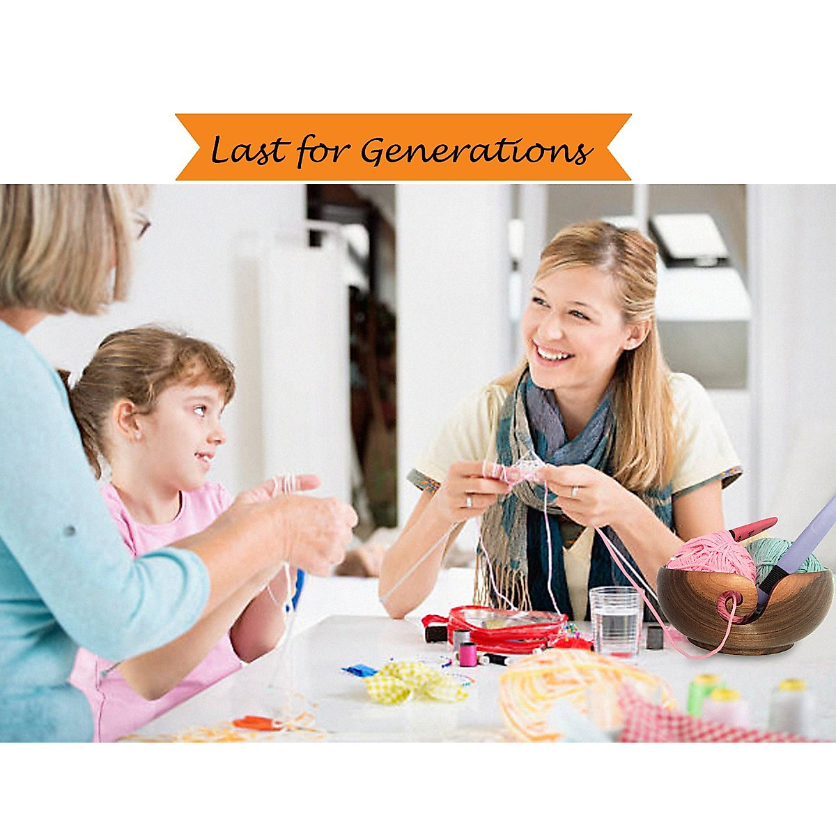 Yarn Bowl Walnut 7"X3" - Wooden, Handmade from Special European Walnut Wood - Storage Organizer, Holder for Knitting and Crochet by Yarn Story