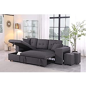 Devion Furniture Alexis Sofabed, 95" W x 53" D x 35H, Dark Gray