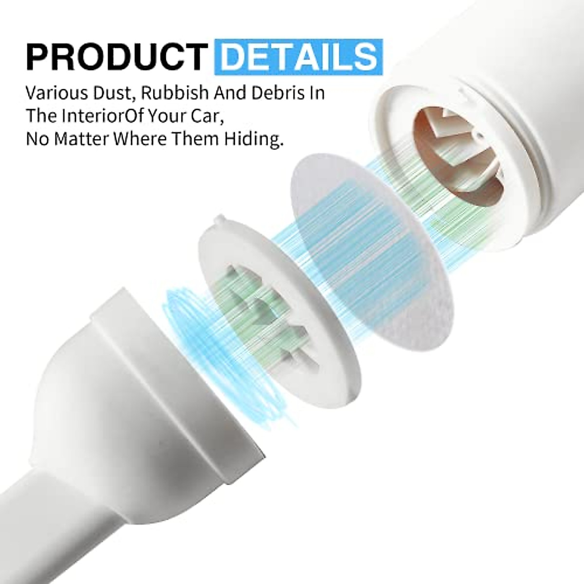 BIWASE Mini Protable Car Vacuum Cordless,Handheld Vacuum for Quick Cleaning,USB Charging,Quick Car Vacuum Cleaner for Pet Hair, Home,Office and Car Cleaning(White)