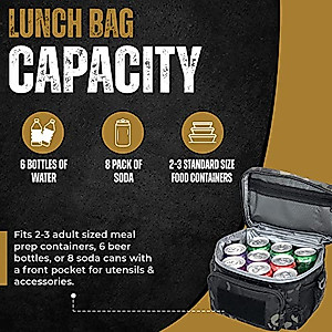 HighSpeedDaddy Medium Tactical Lunch Box for Men (9 L) Insulated & Water-Resistant Men's Lunch Bag for Work - Fits 3 Meal Containers (10”x7.5”x6.5”)