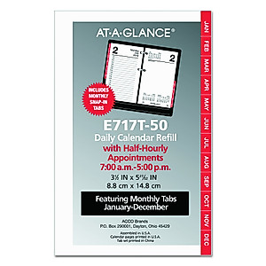 AT-A-GLANCE E717T50 Desk Calendar Refill with Tabs, 3 1/2 x 6, White, 2016