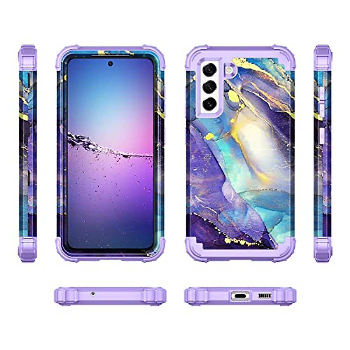 Rancase for Galaxy S21 FE 5G Case,Three Layer Heavy Duty Shockproof Protection Hard Plastic Bumper +Soft Silicone Rubber Protective Case for Samsung Galaxy S21 FE 5G,Purple