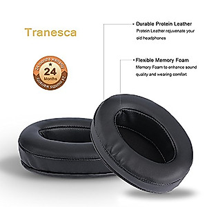 Tranesca Leather Replacement earpad/Ear Cushion/Ear Cover for Big OVEREAR Headphones (Fits a Great Variety of Headphones) - Black