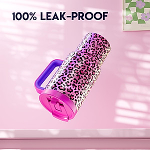 Meoky 32 oz Tumbler with Handle and Flip Straw, 40 oz Tumbler with Handle, 100% Leakproof Tumbler with Lid and Straw, Stainless Steel Insulated Cup, Cupholder Friendly, Keeps Cold (Celebration)