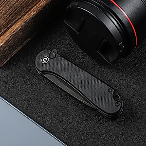 CIVIVI Elementum II Pocket Folding Knife, 2.96" Nitro-V Steel Blade G10 Handle Utility Knife with Deep Carry Pocket Clip for Camping Hiking Hunting C18062P-1