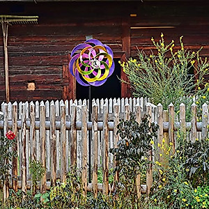 Fawgold 57 Inch Solar Wind Spinners with Metal Garden Stake, Outdoor Wind Catcher with Solar Powered Glass Ball for Yard Patio Lawn Garden Decorations