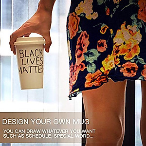 UDMG Reusable Double Wall Insulated White Ceramic Travel Coffee Cup with Lid & Sleeve, 12 fl.oz, I Am Not a Paper Cup…