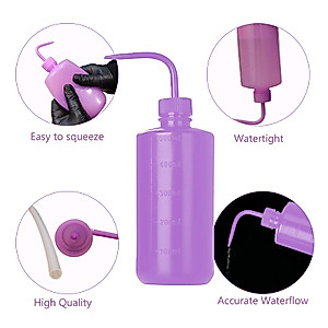 Miuxia Wash Bottle Bags Kit - 250Pcs Safety Wash Bottle Covers 2Pcs 500ml Tattoo Squeeze Bottle 300Pcs Rubber Bands Purple Wash Bottles Scale Labels Watering Tools for Medical Label Tattoo Supplies
