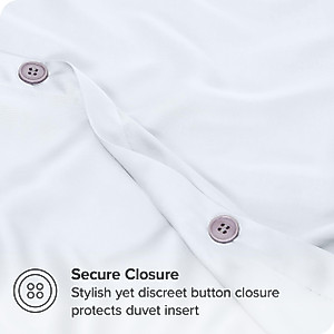 Bare Home Tencel Duvet Cover Set - Lyocell Derived from Eucalyptus - Full/Queen Size - Ultra Soft 3 Piece Bedding Duvet Cover & Pillow Shams (Full/Queen, White)