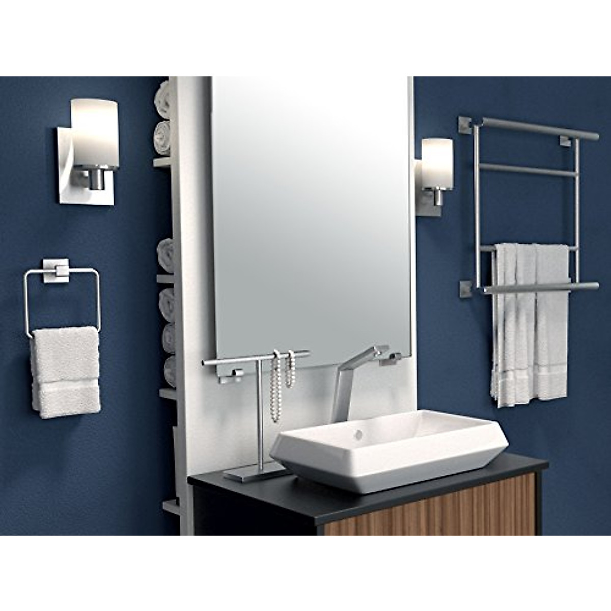 Gatco 1444C, Modern Rectangle Base Freestanding Countertop Towel Holder, Chrome