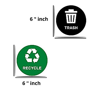 Recycle Sticker for Trash Can - 4 Pack 6x6" Waterproof Scratch Proof Large Vinyl Recycling Sticker - Ideal Sign for Kitchen Trash Can With Recycling Bin Combo - Suitable for Kitchen Garbage Can or Outdoor Trash Can