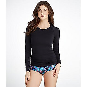 TYR Women's Belize Rashguard Long Sleeve Top, Black, Large