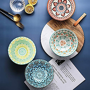 Farielyn-X 6 Pack 24 Ounce Premium Porcelain Bowls Set - Great Cereal Bowls, Salad, Rice, Pasta or Soup Bowls - Large Capacity - Microwavable Ceramic Bowls - Heat and Cold Resistant Porcelain