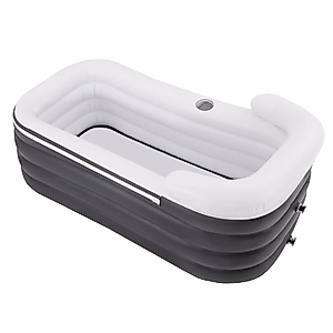 Portable Bathtub, 48 * 20.47 * 17.7 In 50.2gal Capacity Inflatable Bathtub Adults, Foldable Free-Standing Ice Bath Tub with Electric Air Pump, Adult Spa Bathtub for Living Rooms Rvs etc