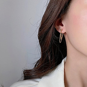 Tsnamer 14K Gold Plated Drop Chain Link Dangle Earrings for Women Threader Earrings (Gold)