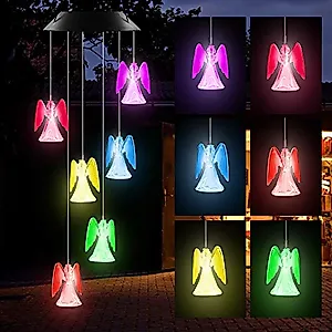 AceList Lucky Angel Solar Wind Chimes for Outside LED Lights, Color Changing Waterproof Windchimes Unique Outdoor Decor, Solar Power Wind Chime, Patio Yard Garden Home Decoration