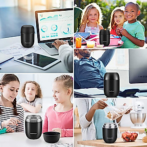 Keep Food Warm Lunch Container - Wide Mouth Lunch Thermoses for Hot Food Nomeca 16Oz Stainless Steel Thermal Vacuum Bento Box With Spoon for Kids Adult School Office Outdoor, Black