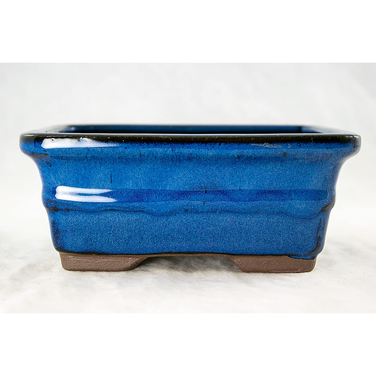 6" Rectangular Blue Bonsai/Succulent Pot + Soil + Tray + Rock + Mesh Kit