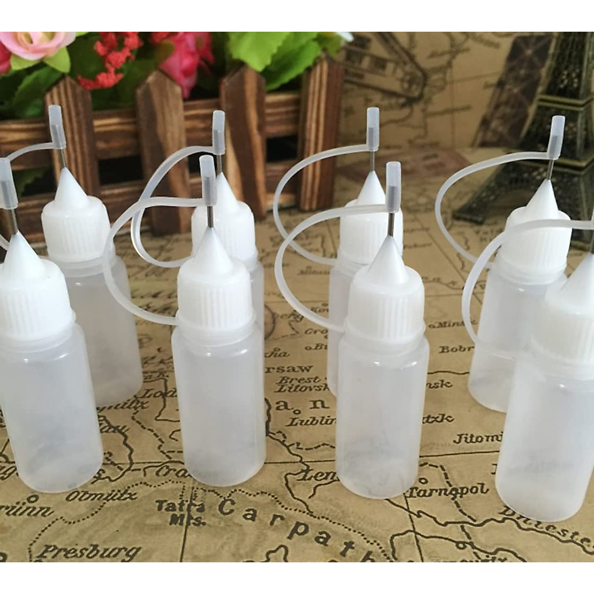 12 Pcs 10ml (0.3 oz) Squeezable Plastic Tip Applicator Bottle Dropper Bottles with Tip Caps Glue Bottle Applicator