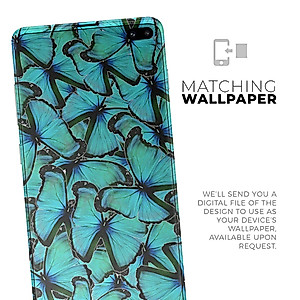 DesignSkinz Turquoise Butterfly Bundle Protective Vinyl Decal Wrap Skin Cover Compatible with The Samsung Galaxy S20 (Screen Trim & Back Glass Skin)