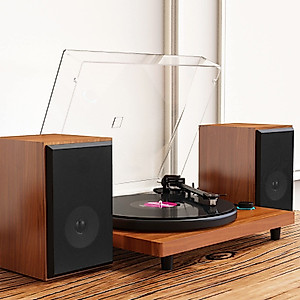 DIGITNOW Bluetooth Record Player for Vinyl with Speakers, Wireless Turntable with 36W High Fidelity Stereo Speakers,Wood Vinyl Player with Magnetic Cartridge & Adjustable Counter Weight,RCA output