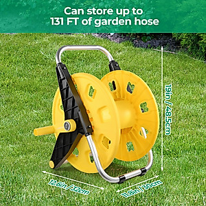 Portable Garden Hose Reel-Holds 131-Feet Hose Of 5/8-Inch,Wall/Floor Mounted 2 In1 Water Hose Holders For Outside With Hose Adapter For Outside Yard Lawn