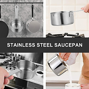 DOITOOL Steel Thickened Sauce Pan with Long Heatproof Handle Metal Milk Pan Kitchen Cookware for Milk Sauce Pasta Noodles Chocolate 80ml