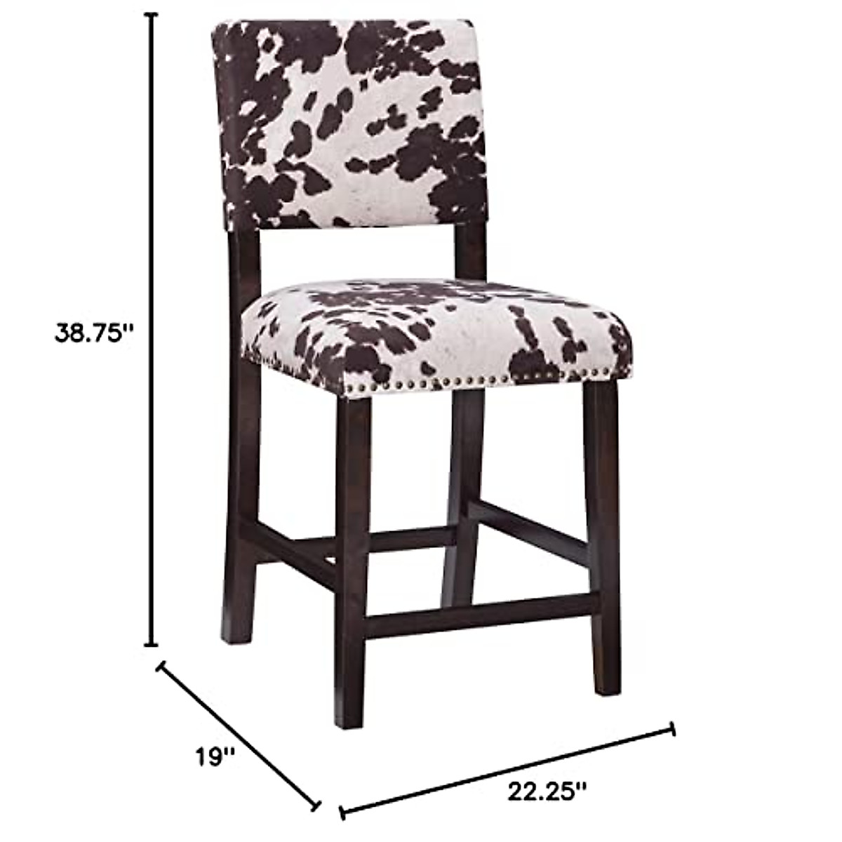 Linon Udder Madness Corey Counter Stool, 19"W x 22.25"D x 38.75"H, Manhattan Stain