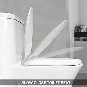 Elongated Toilet Seat with Built in Potty Training Seat with Cover,Durable Plastic, White, Replacement Toilet Seats