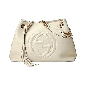 Gucci Womens Soho Leather Chain Straps Shoulder Handbag White Large