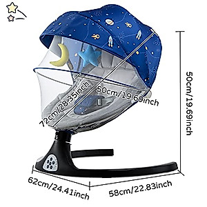 Baby Swing for Infants, Baby Rocker with 5 Natural Sway Speeds, 5 Point Harness Baby Bouncer for 5-20 Lb, 3-36 Months（Black）