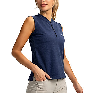 SANTINY Women's Sleeveless Golf & Tennis Polo Shirt - Quick Dry, Lightweight Tank Top (Navy, S)