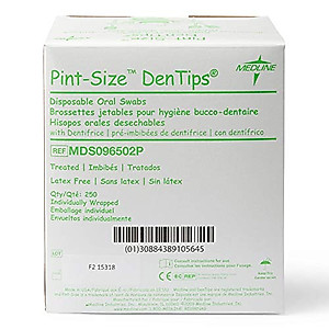Medline Dentips Disposable Oral Swabsticks, Adult Mint Treated, Green, 500 Count