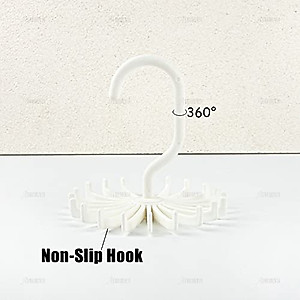 AUEAR, 8 Pack 360 Degree Rotating Scarf Hanger 20 Hooks Twirl Plastic Ties Hanger for Women Men Home Bedroom Supplies (White)