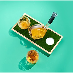Godinger Whiskey Decanter, Golf Club Liquor Decanter and Golf Ball Whiskey Glasses, Whiskey Gift Set, Gifts for Men