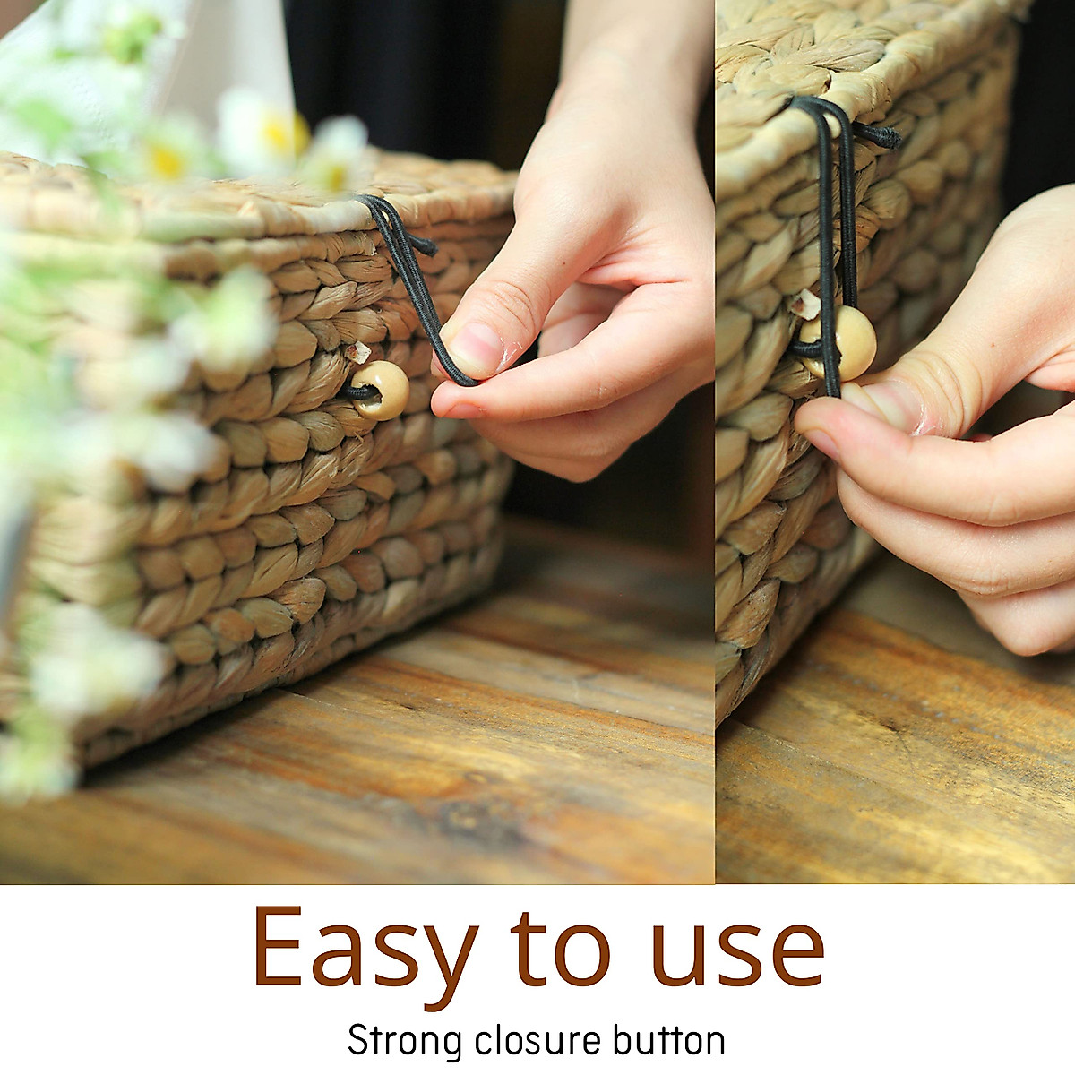 KOLWOVEN Tissue Box Cover - Rattan Wicker Rectangle, Boho Decorative Woven Facial Tissue Holder for Table & Bathroom, Fits 184-Count Box