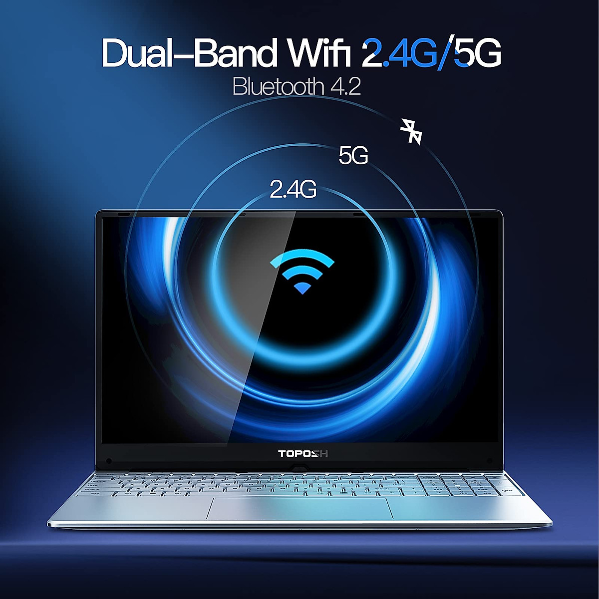 TOPOSH Windows 10 Laptop,15.6 inch PC Notebook,8GB RAM+256GB SSD,Intel Celeron 5205U,for Business use,Backlit Keyboard Dual Core,WiFi Bluetooth-Silver