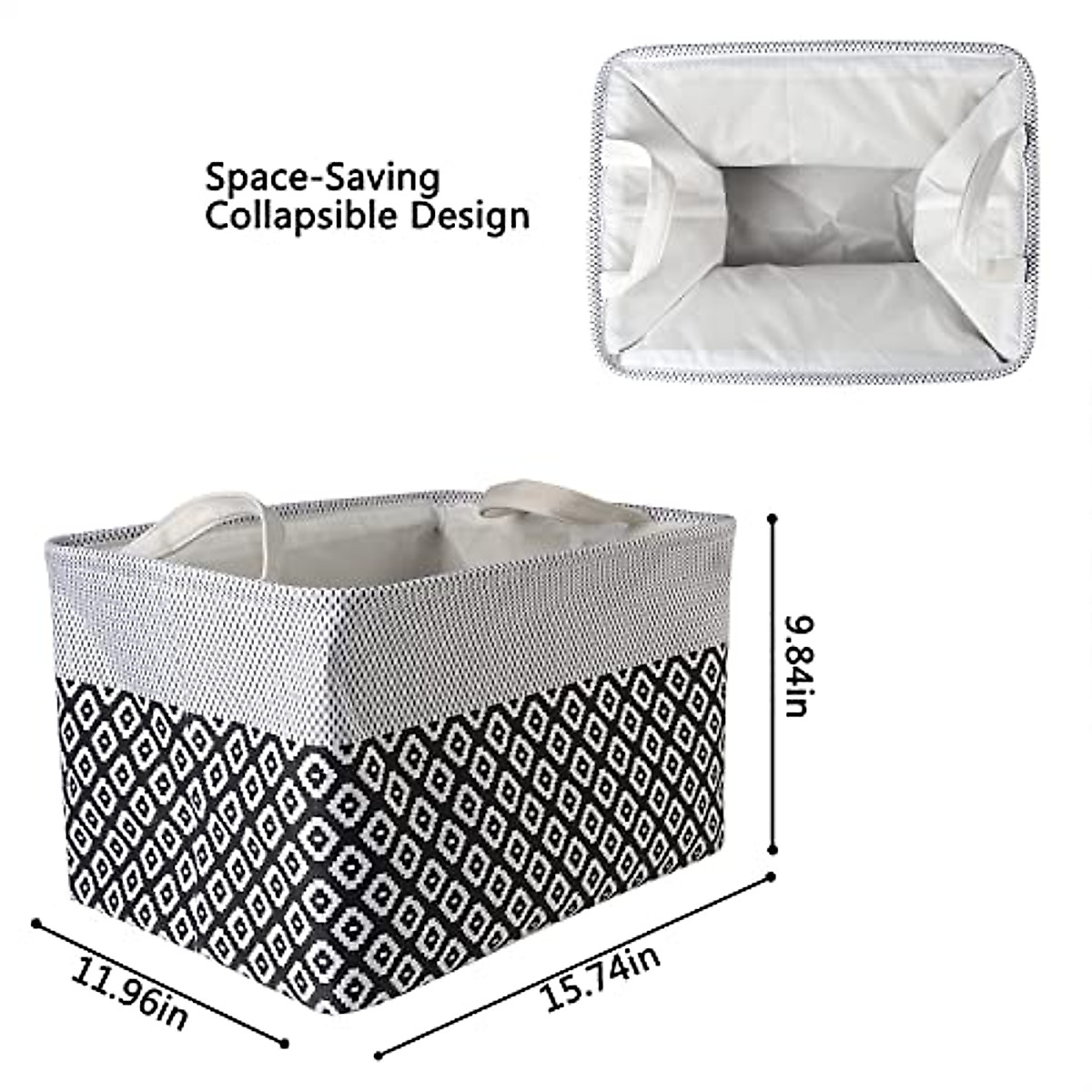 Storage Basket 2-Pack Large Fabric Storage Basket for Shelves Collapsible Storage Bins with Handles Closet Storage Bins for Organizers