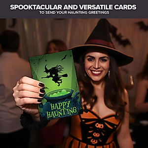 Decorably 24 Pack Happy Halloween Cards with Envelopes & Stickers - 8 Designs Blank Inside Halloween Cards and Envelopes, 4x6in Halloween Cards for Kids, Halloween Note Cards, Halloween Greeting Cards