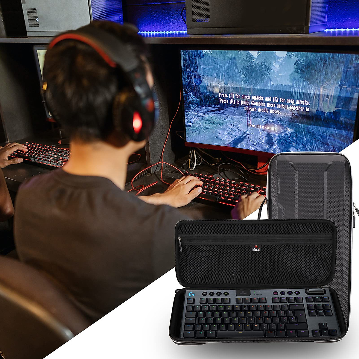 Mchoi Hard Portable Case Fits for Logitech G915 TKL Tenkeyless Lightspeed Wireless RGB Mechanical Gaming Keyboard,CASE ONLY