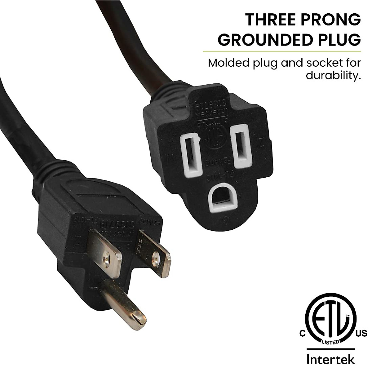 Go Green Power Inc. 16/3 50ft Black Outdoor Extension Cord - Durable, Heavy Duty, Moisture Resistant - Ideal for Tools & Equipment - GG-13750BK