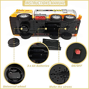 CYKT Truck Toys for 3-10 Year Old Boys, Electric Oil Tanker Toy Truck - with Bright Flashing 4D Lights & Real Sounds, Cool Birthday Gifts for Boys Age 3-12 Year Old Kids Toys (Yellow)