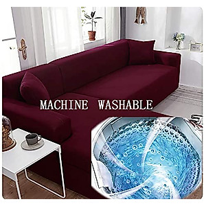 IMYOGI High Stretch Sofa Covers High Stretch Couch Covers L Shape Soft Durable Sofa Slipcovers Solid Color Sectional Machine Washable Furniture Protector for Kids & Pets -Blue-4 Seater+4 Seater