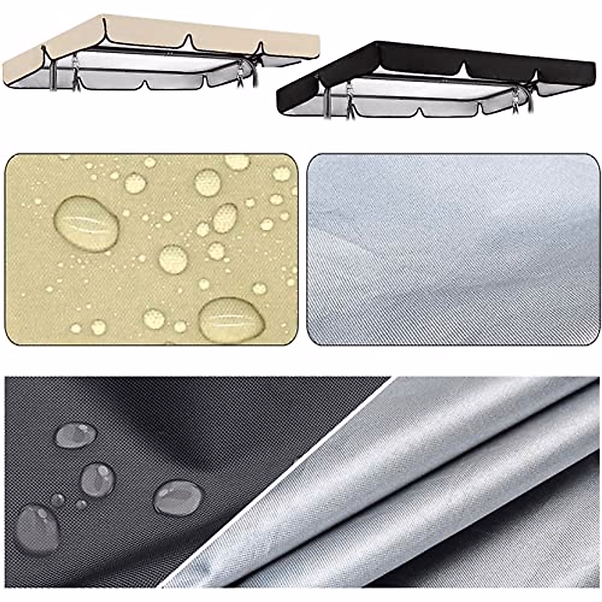 BTURYT Water Resistant Patio Swing Cover Set,Swing Canopy Replacement Top Cover and Chair Cover,Garden Seater Sun Shade Porch Replacement Swing Cushion-(top Cover + Chair Cover)