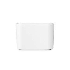 Brabantia MindSet Bathroom Small Trash Caddy (White) Hygienic Basin Top Storage Can with Swing Lid for Disposal of Used Cosmetics, Cotton Pads, Cue Tips (4 x 6 x 3)