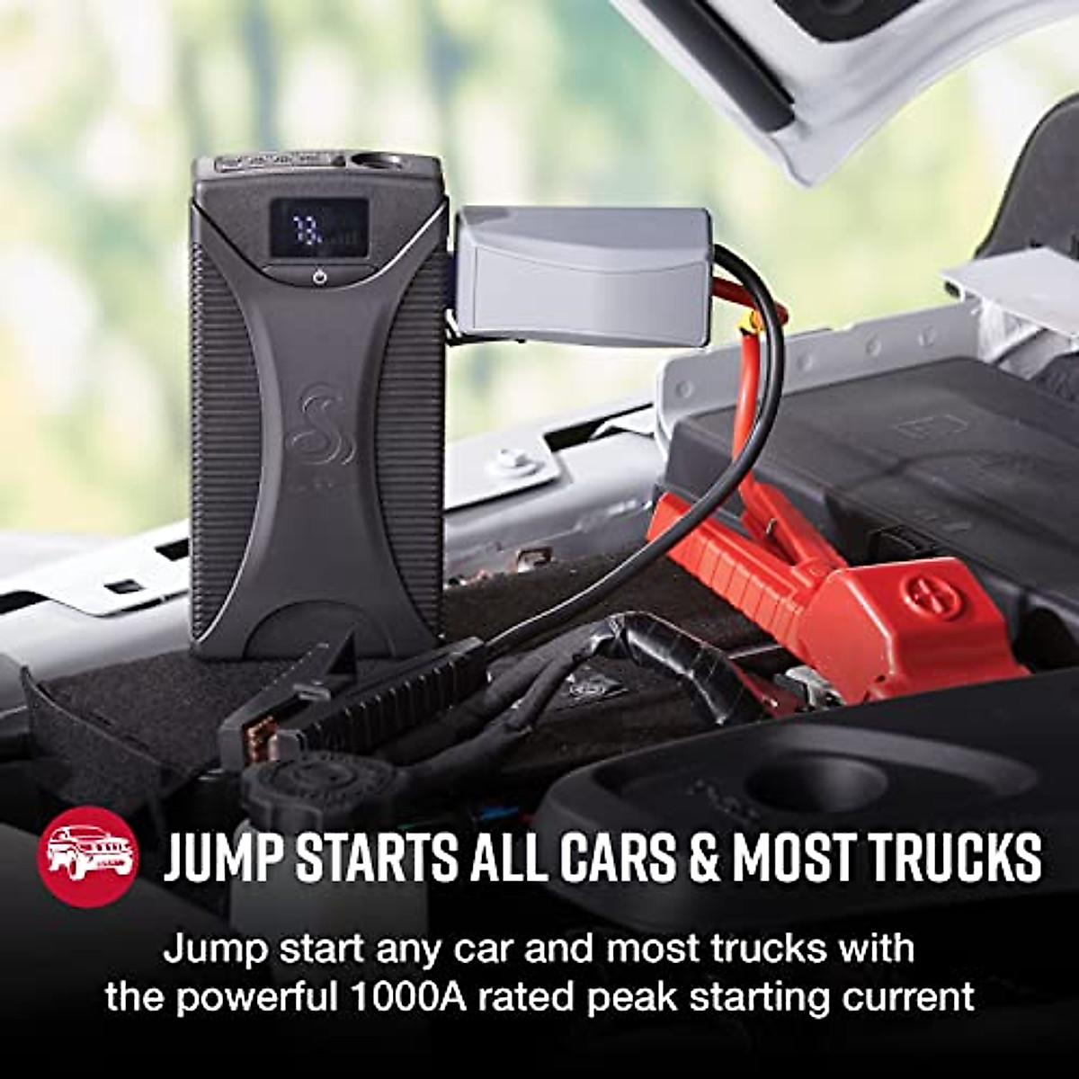 Cobra 1000A Jump Starter - Lithium-ion Jump Starter & Power Bank with in-Car Jump Starting & Fast Charge USB, LED Flashlight, Jump Start Cables, 1000 Amp Peak Power for Any Car, Truck or Boat