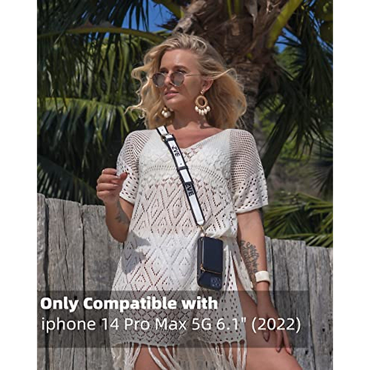 ZVE iPhone 14 Pro Max Crossbody Wallet Case, RFID Blocking Phone Case with Card Holder, Crossbody Strap Leather Zipper Case Designed for Apple iPhone 14 Pro Max 6.7" - Black