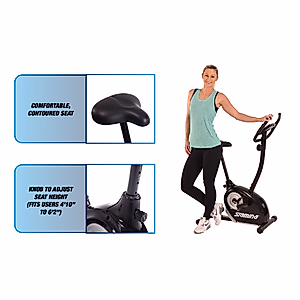 Stamina Magnetic Upright Exercise Bike 1310 - Smart Workout App, No Subscription Required - 8 Levels Smooth, Quiet Magnetic Resistance - Easy-to-Use Fitness Monitor - Integrated Heart Rate Sensors