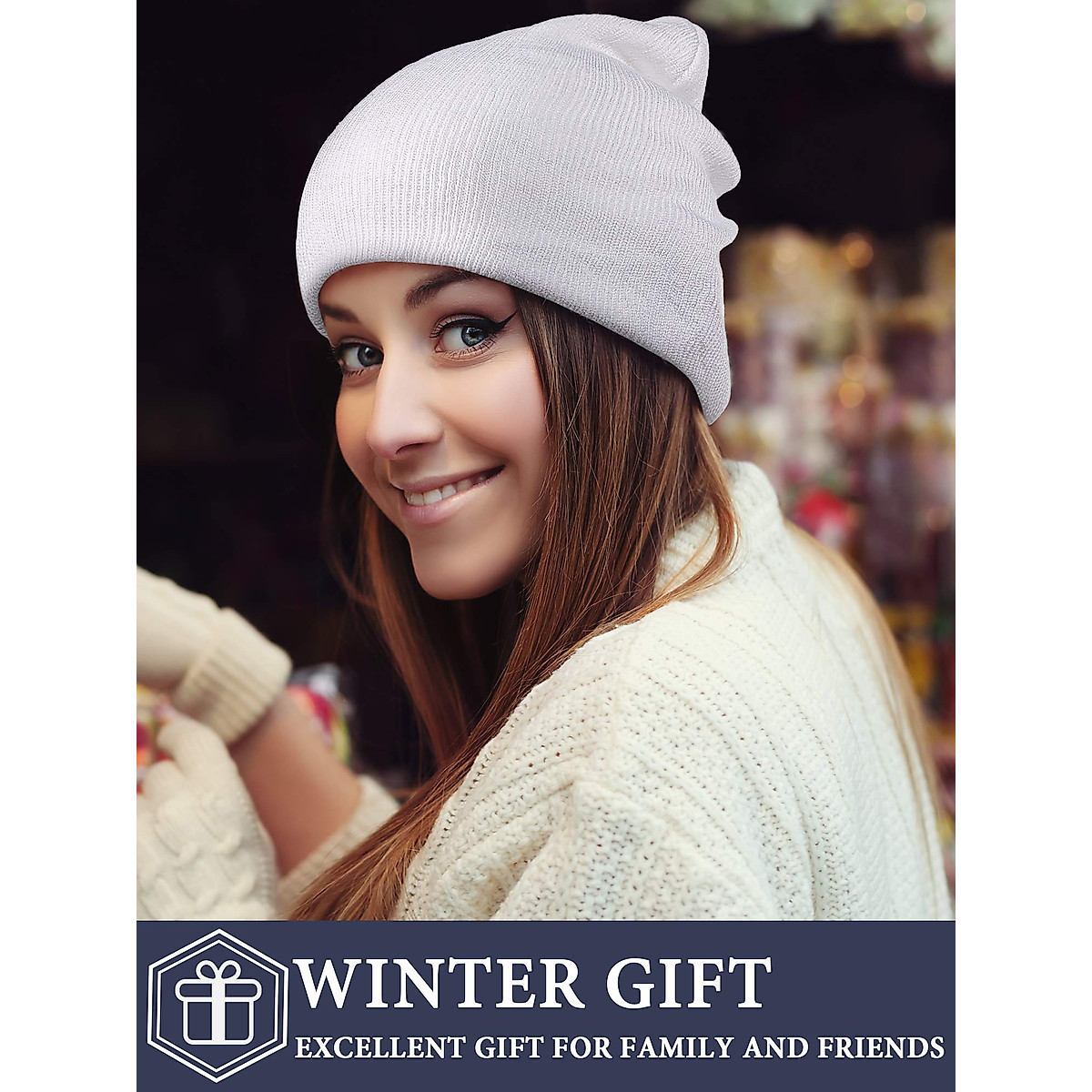 Geyoga 6 Pieces Warm Knitted Cuffed Beanie Hats Winter Cuff Skull Cap Men Women(Classic Colors)